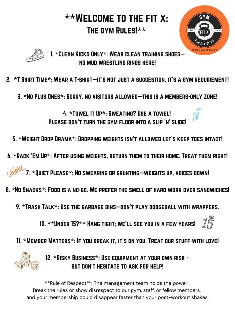 Rules & Regulations & Gym Memberships Policy – FIT X GYM TCI